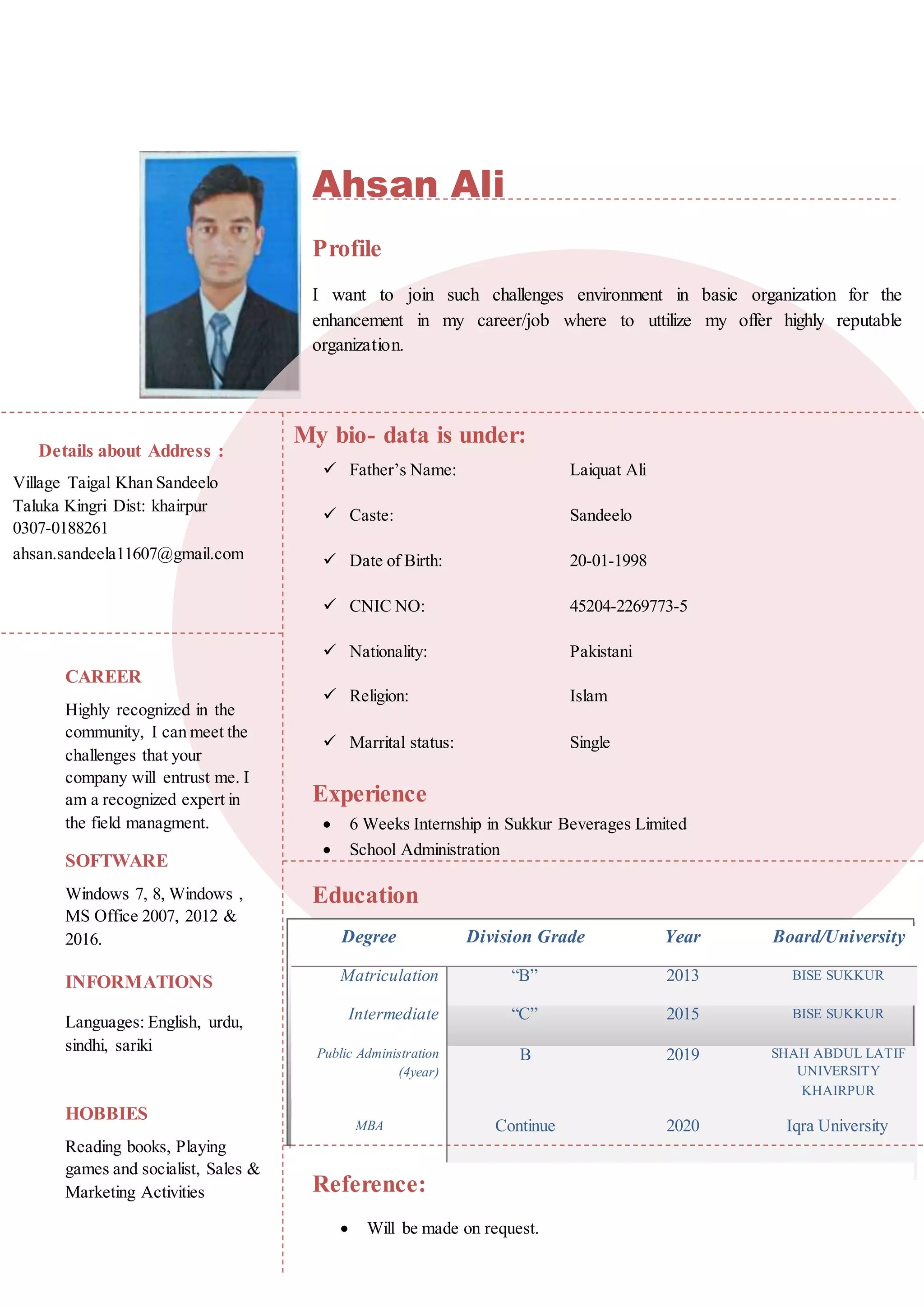Ahsan cv | DOC