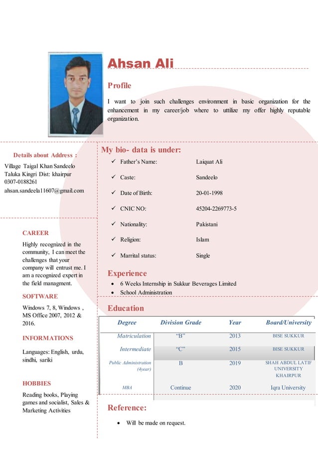Ahsan cv | DOC