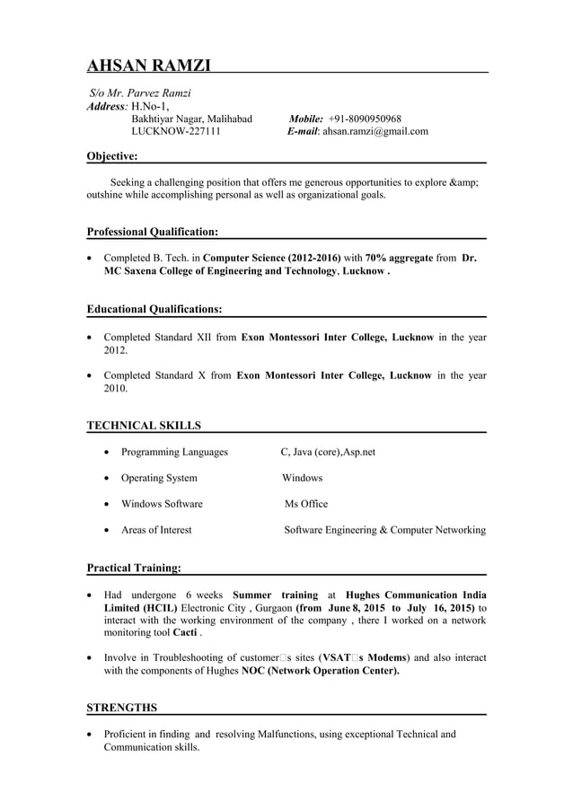 Ahsan resume new(2012 15)(1) | PDF