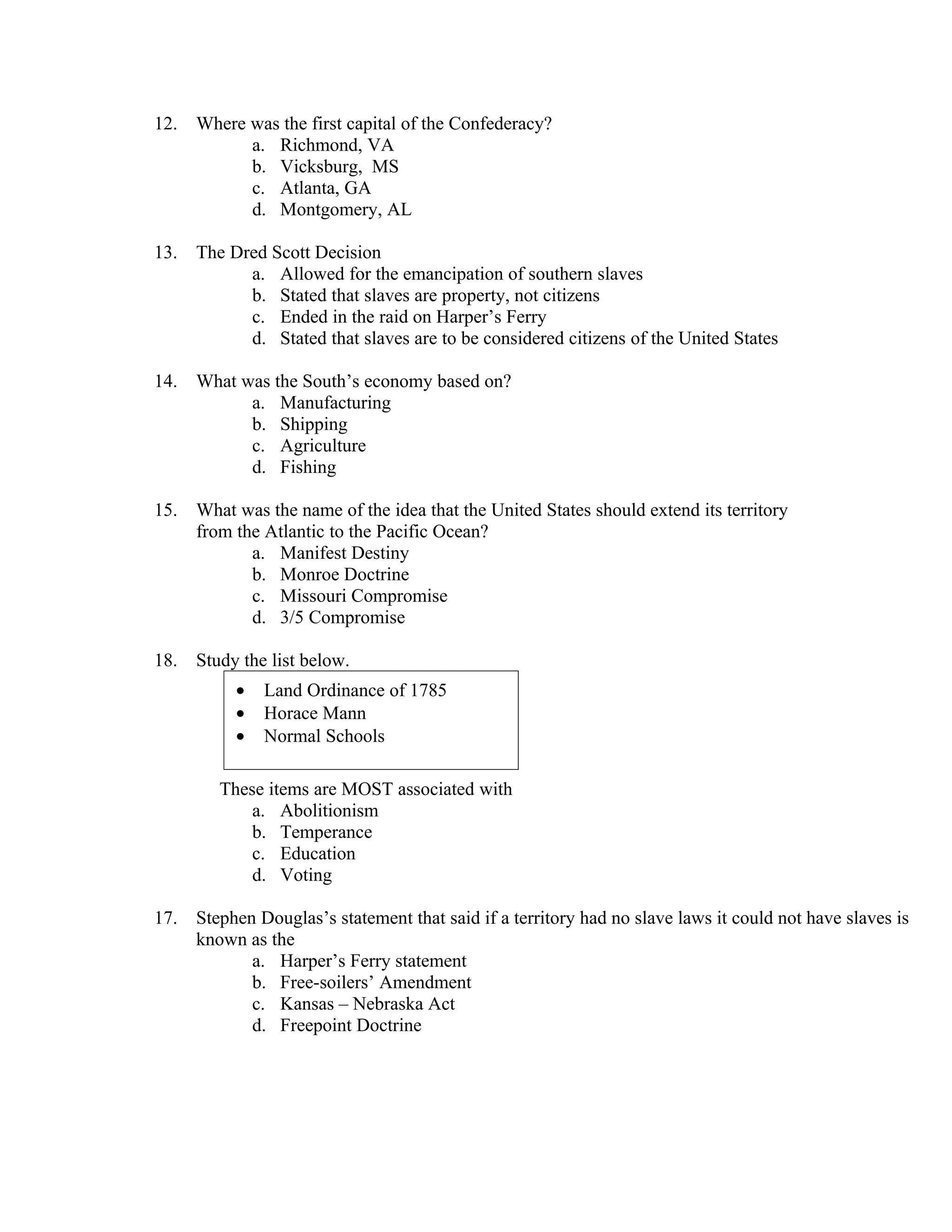 AHSGE Social Studies ch. 4 & 5 test | PDF
