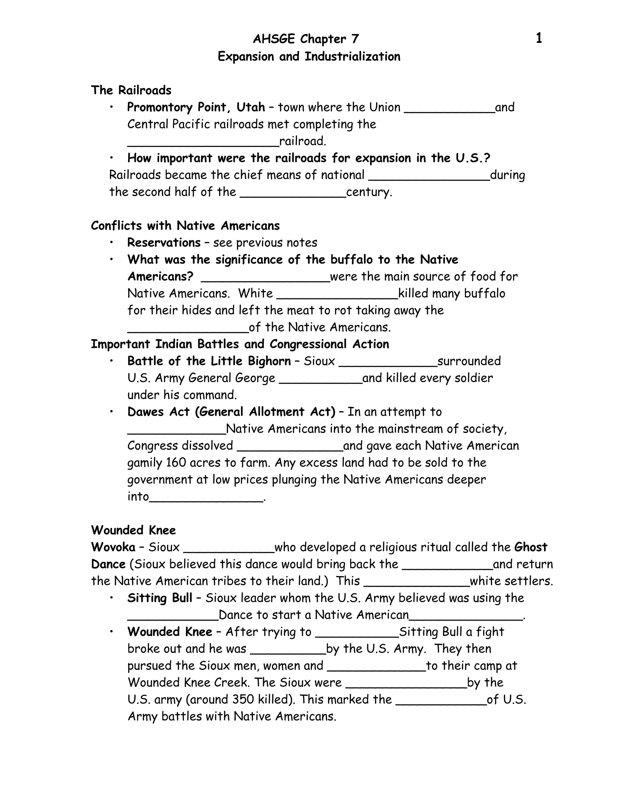 AHSGE Social Studies chapter 7 Studentnotes 1 | DOC