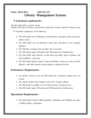 Library Management system requirements | DOCX