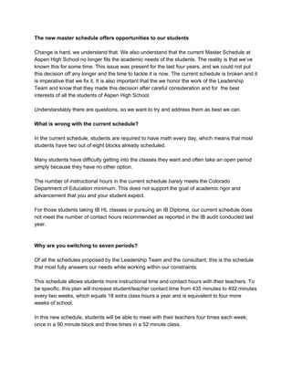 Aspen High School Master Schedule | PDF