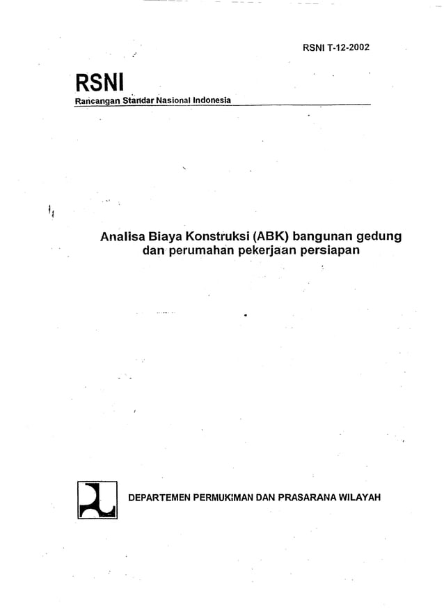 AHS Pekerjaan Persiapan RSNI T-12-2002 | PDF