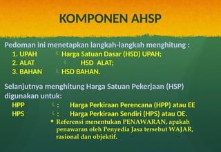 Analisa Harga Satuan Pekerjaan (AHSP) Bidang Pekerjaan Umum dan Perumahan Rakyat | PPTX