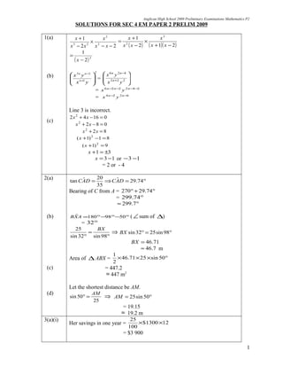 Ahs sec 4 em prelim p2 solutions | PDF