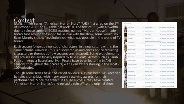 AHS TV TITLE SEQUENCE RESEARCH POWERPOINT | PPTX