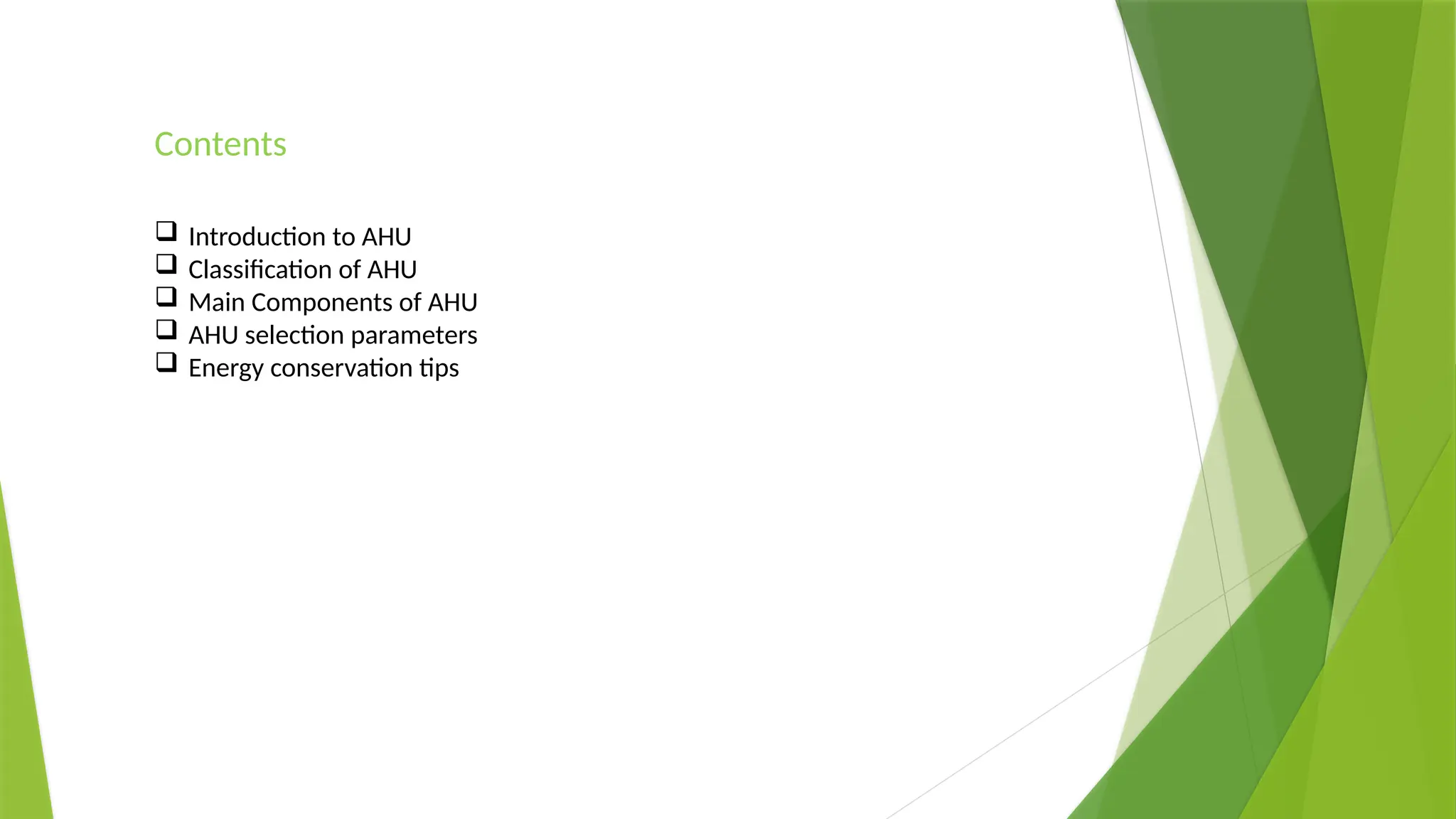 Air Handling Units - an overview - details the basic features | PPTX
