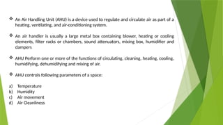 Air Handling Units - an overview - details the basic features | PPTX ...