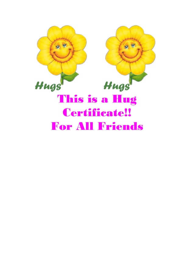 A Hug Certificate For You | PDF