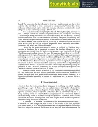 A Humanist Ethic Of Ubuntu Understanding Moral Obligation And Community ...