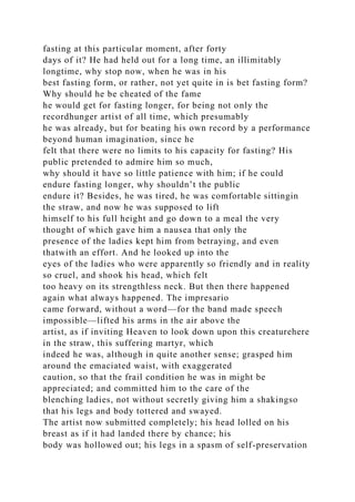 A Hunger ArtistFranz KafkaDuring these last decades the .docx | Body ...