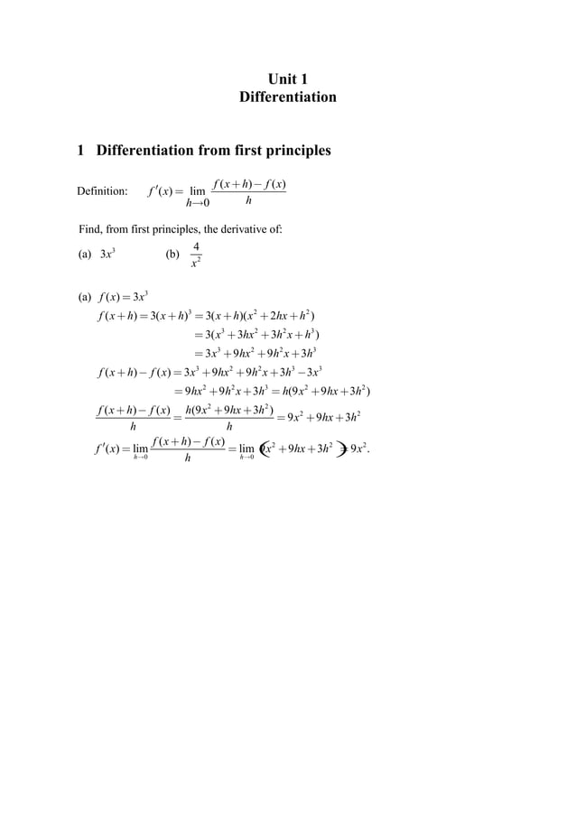 Ah unit 1 differentiation | PDF