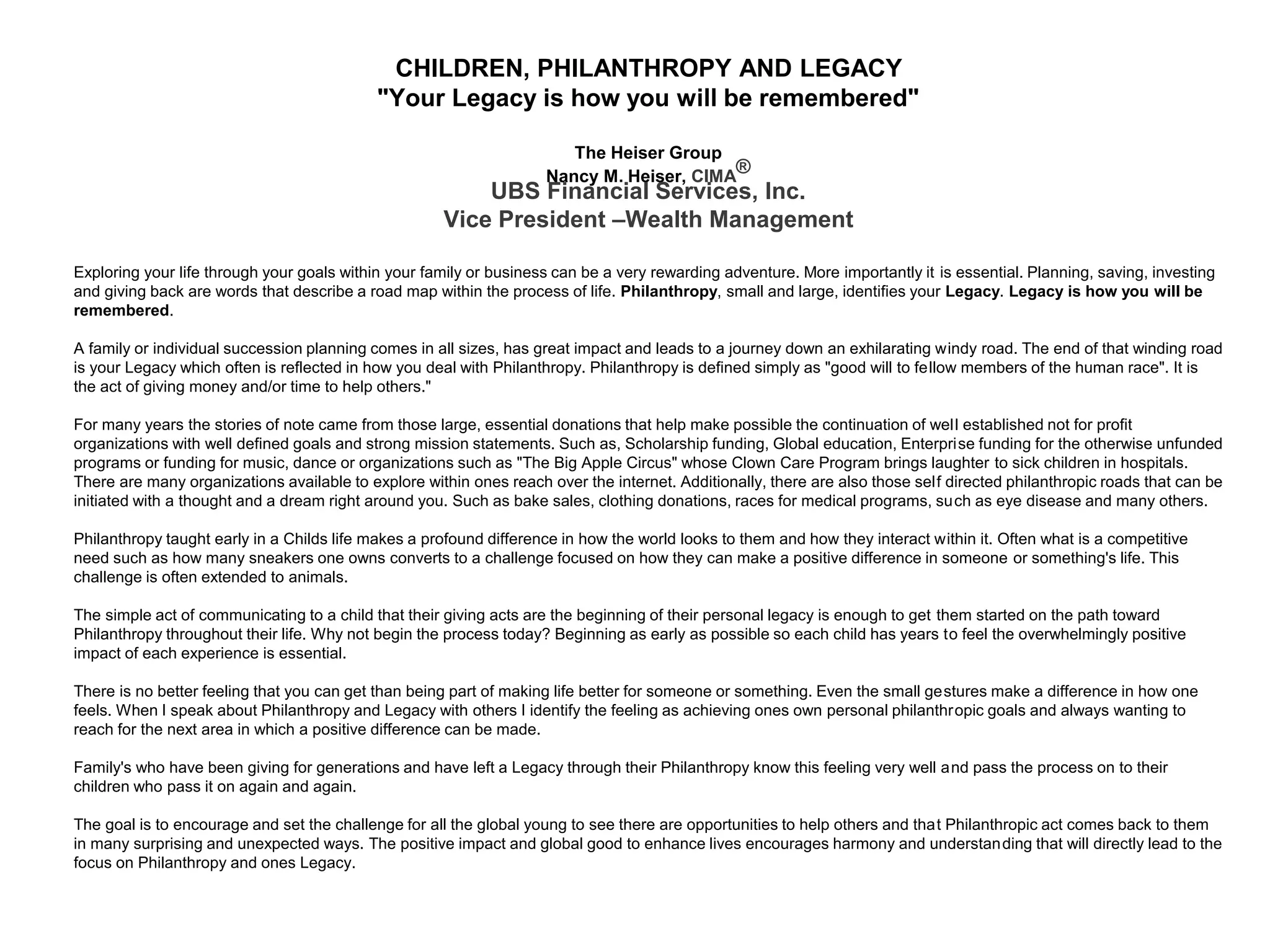Nancy M. Heiser in American Philanthropy | PPTX