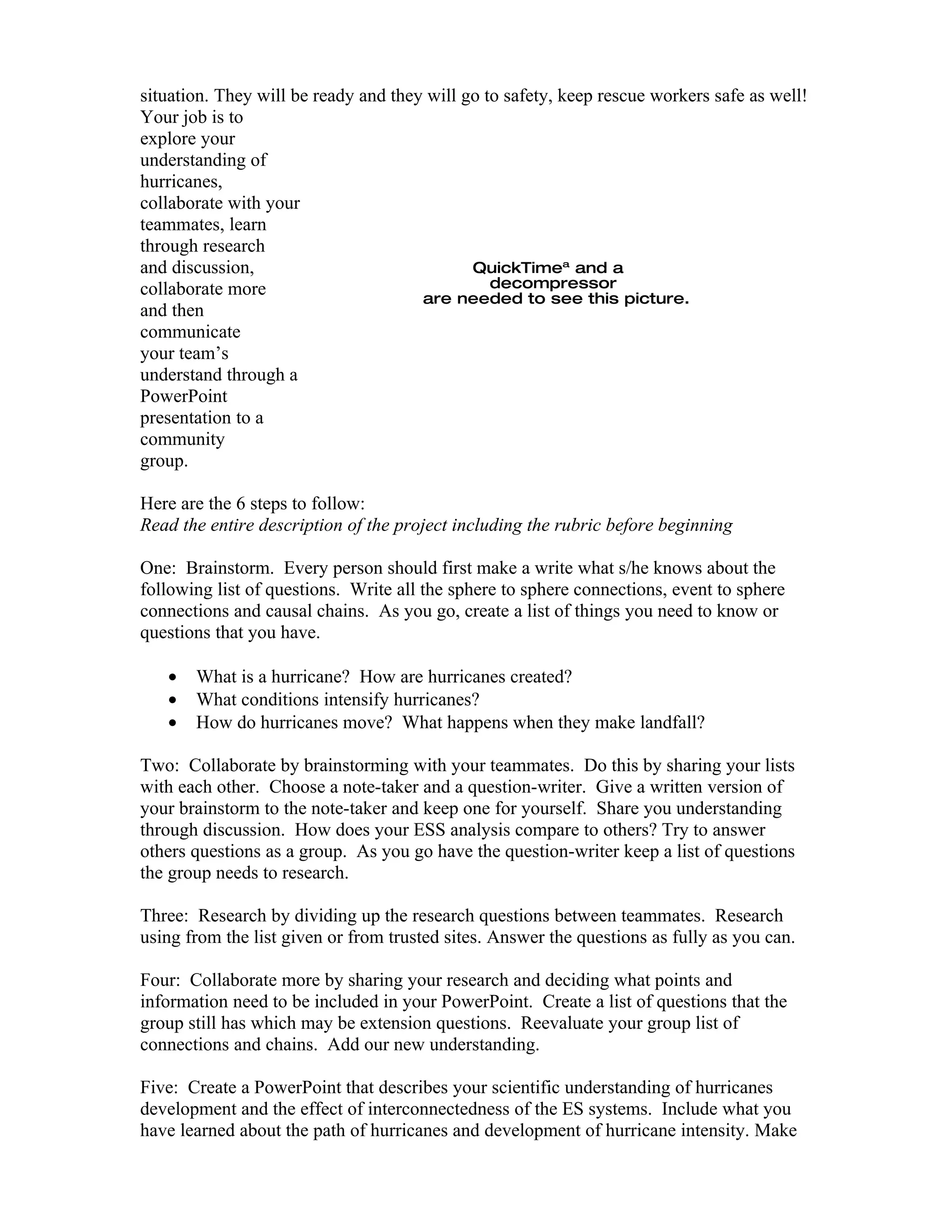 A Hurricane Is Coming Assignment | DOC