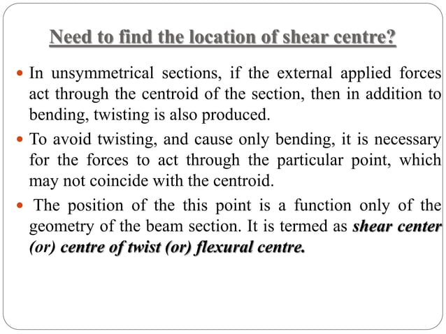 SHEAR CENTRE | PPTX | Physics | Science