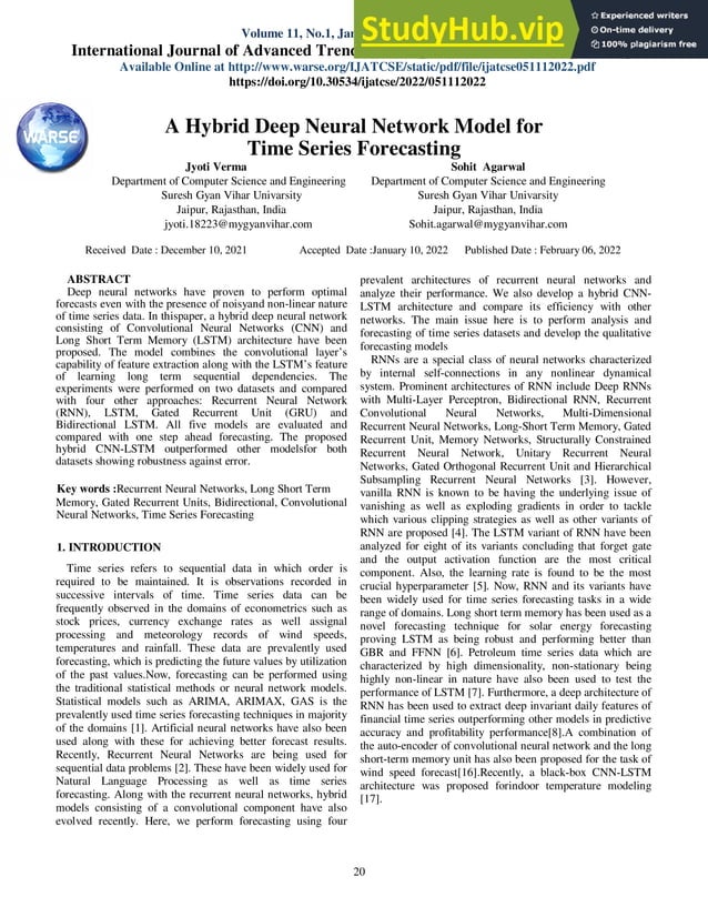 A Hybrid Deep Neural Network Model For Time Series Forecasting | PDF