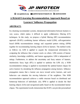 A Hybrid E-learning Recommendation Approach Based on Learners’ Influence Propagation | DOCX ...