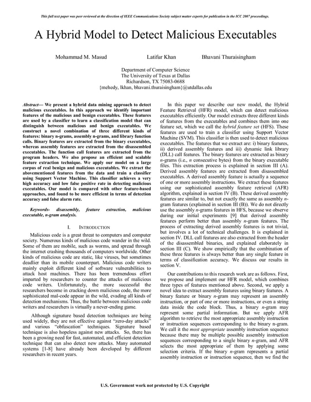 A hybrid model to detect malicious executables | PDF | Programming Languages | Computing