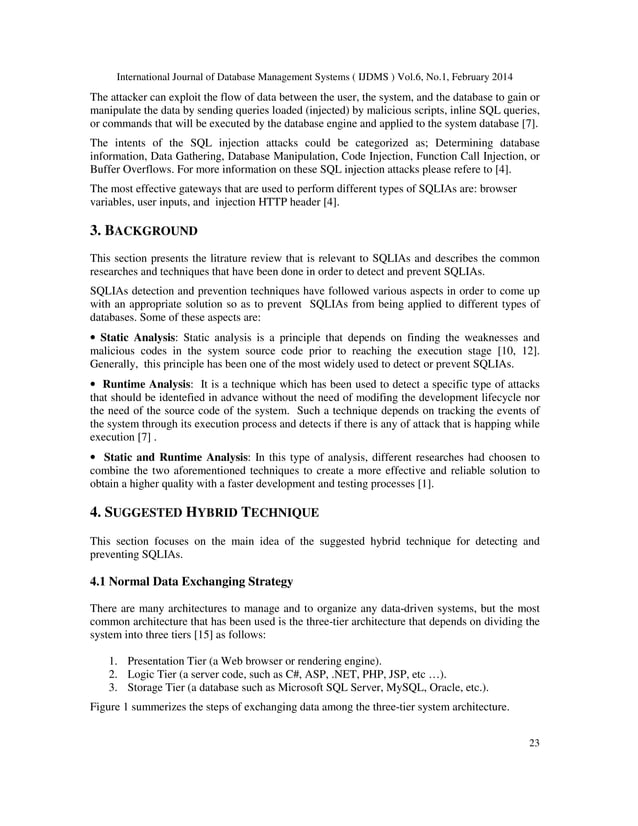 A Hybrid Technique For Sql Injection Attacks Detection And Prevention Pdf