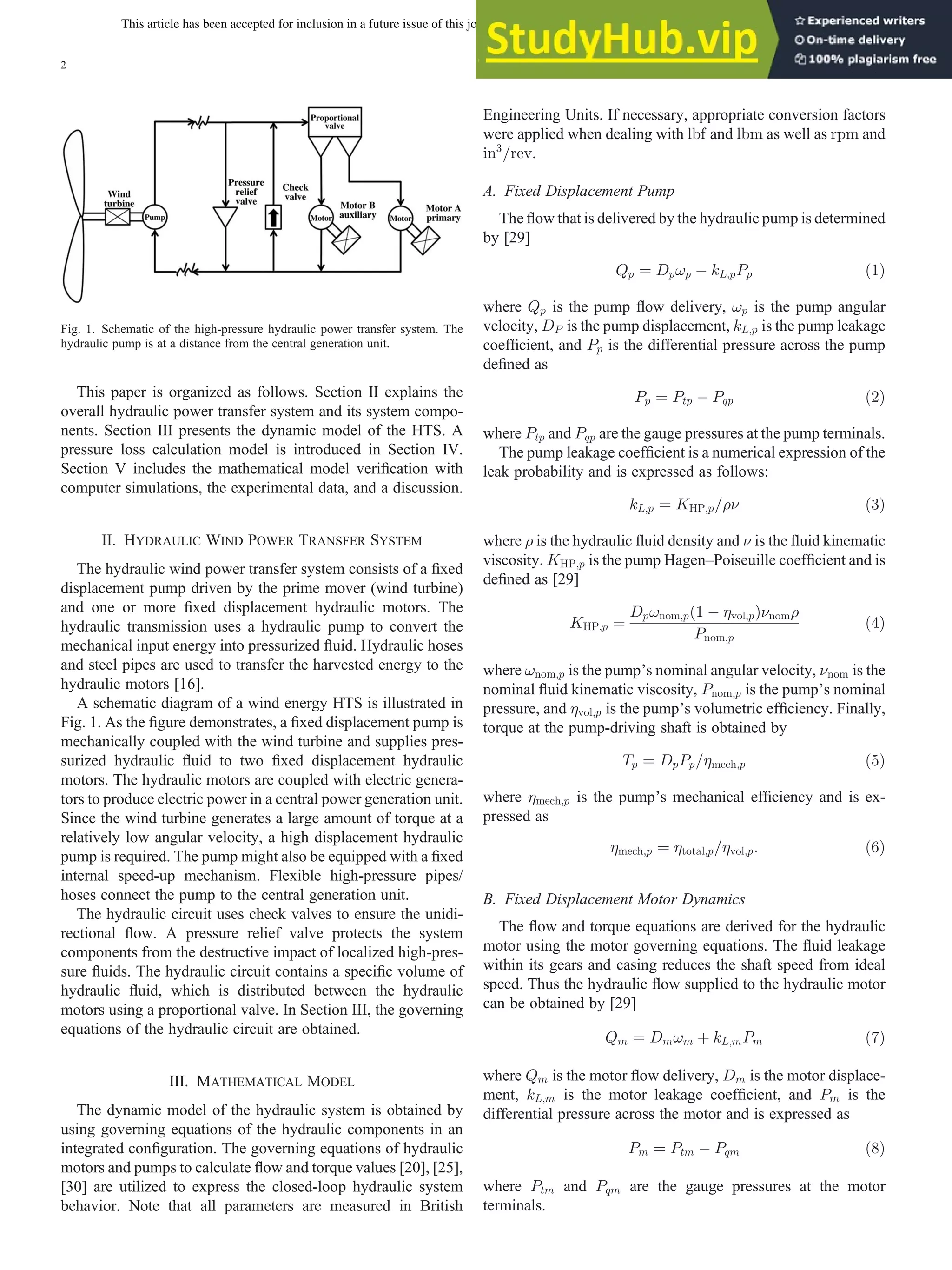 A Hydraulic Wind Power Transfer System Operation And Modeling | PDF