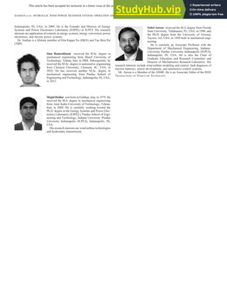 A Hydraulic Wind Power Transfer System Operation And Modeling | PDF