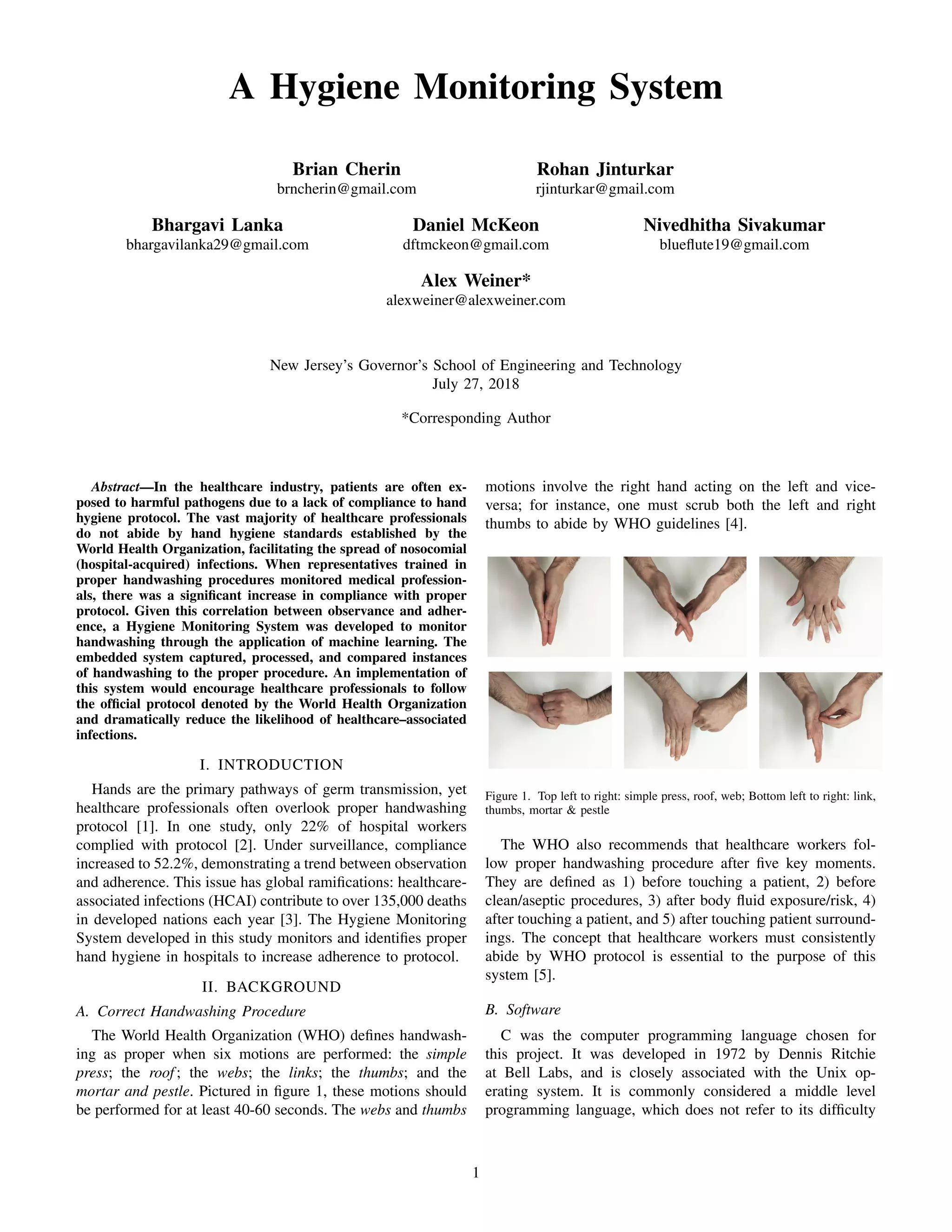 A Hygiene Monitoring System | PDF