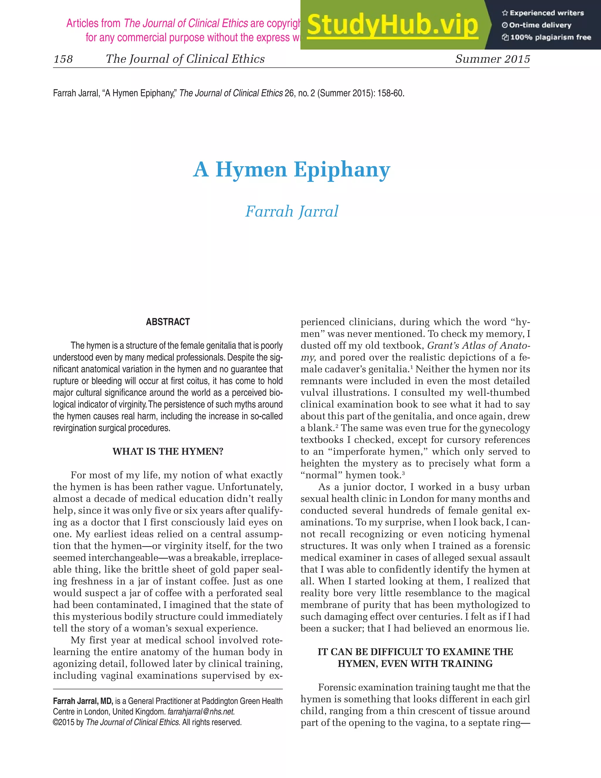 A Hymen Epiphany | PDF