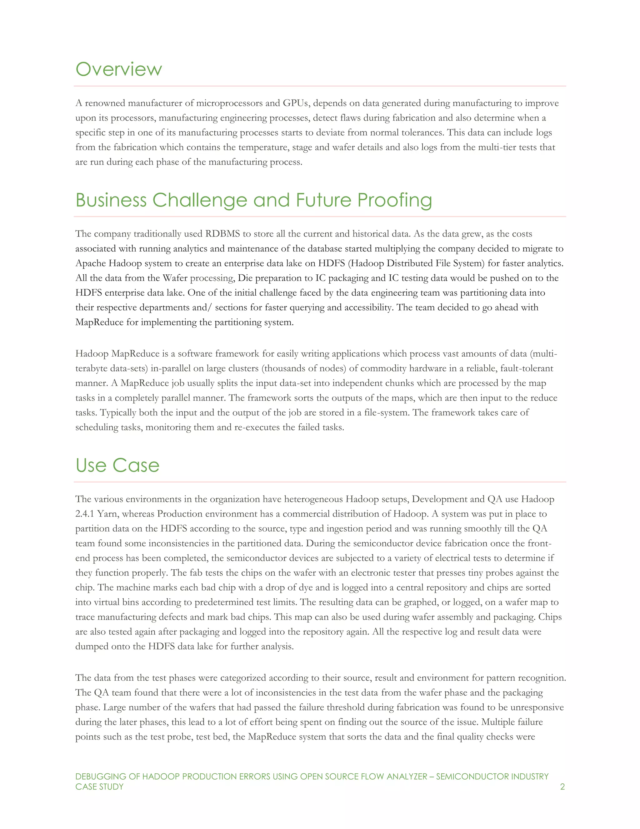 Debugging of hadoop production errors using open source flow analyzer – semiconductor industry ...