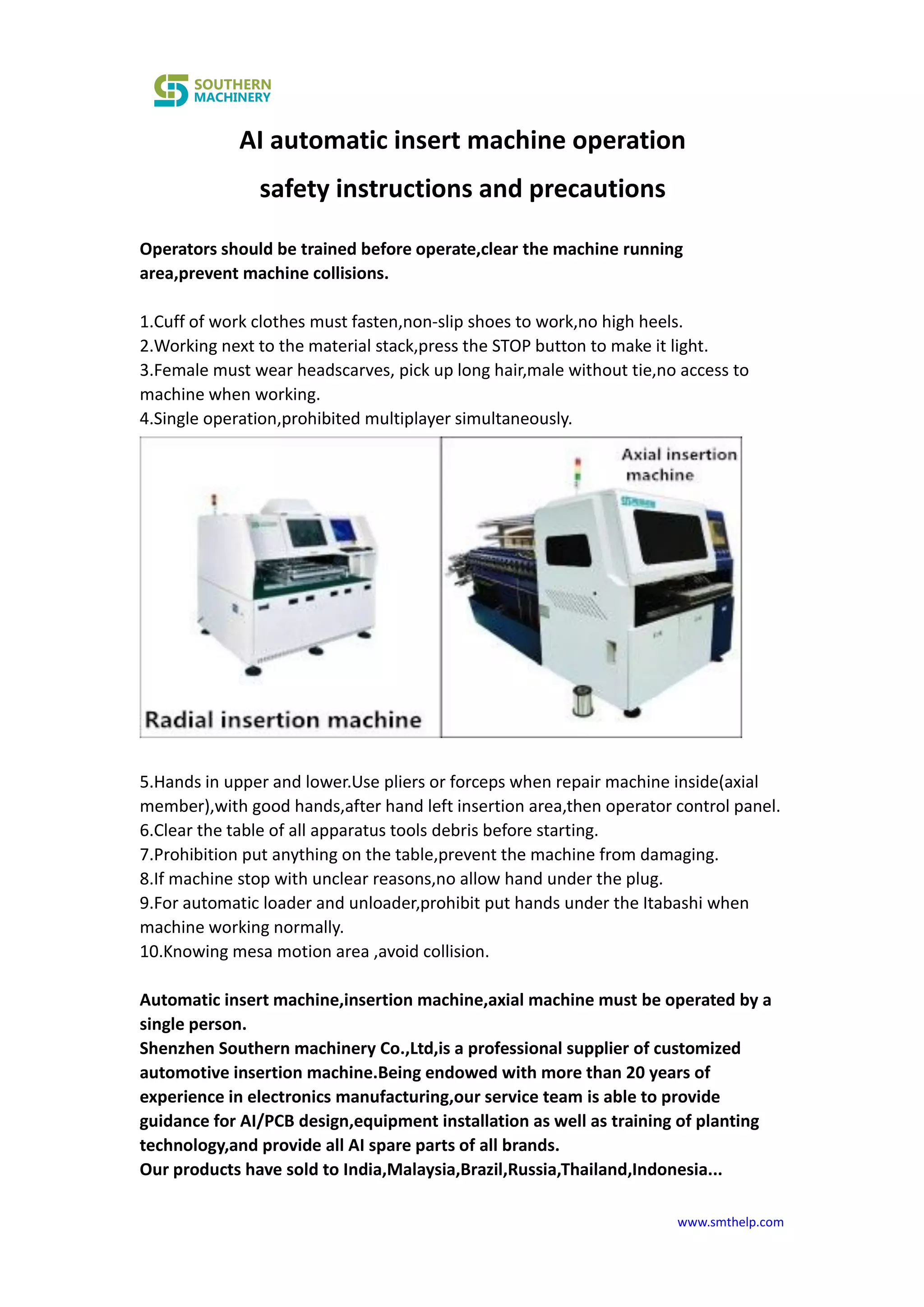 AI automatic machine operation safety instructions and precautions | PDF