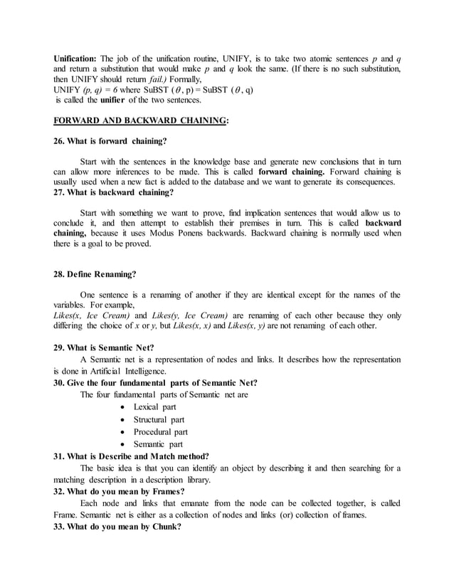 ARTIFICIAL INTELLIGENCE - SHORT NOTES | PDF