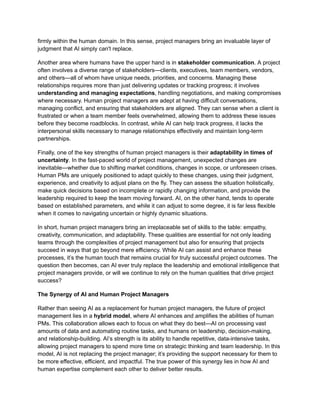 The Future of Project Management: AI vs. Human Project Managers. | PDF