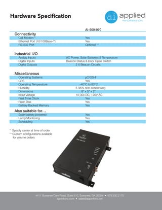 Ai 500-070 school beacon flasher timer switch and cell modem | PDF