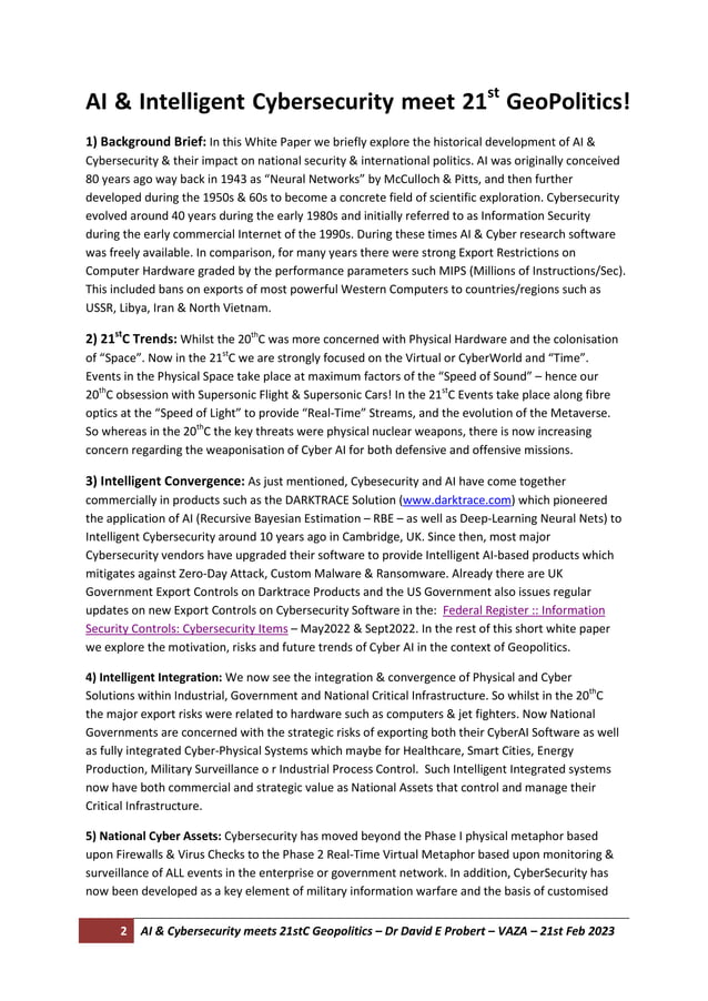 AI & Cybersecurity meet 21stC GeoPolitics | PDF