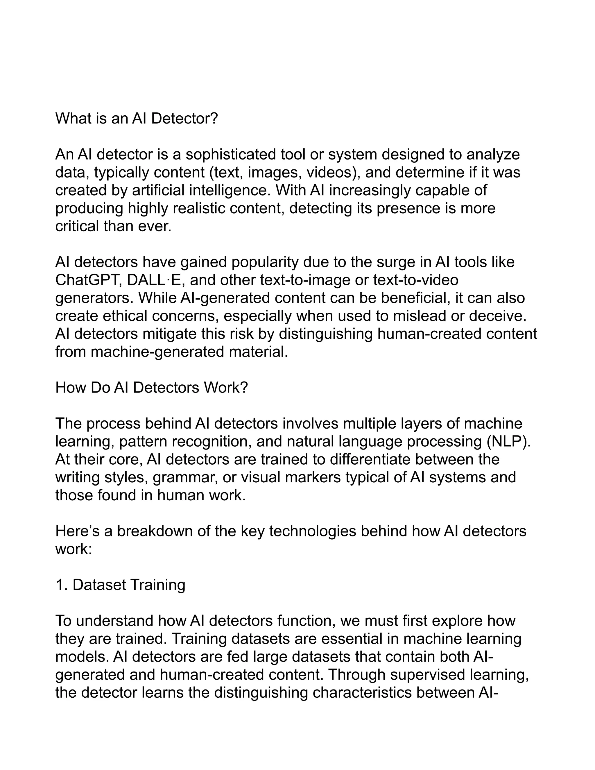 AI Detector How Do AI Detectors Work? Pattern Recognition | PDF