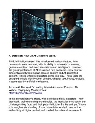 AI Detector How Do AI Detectors Work? Pattern Recognition | PDF