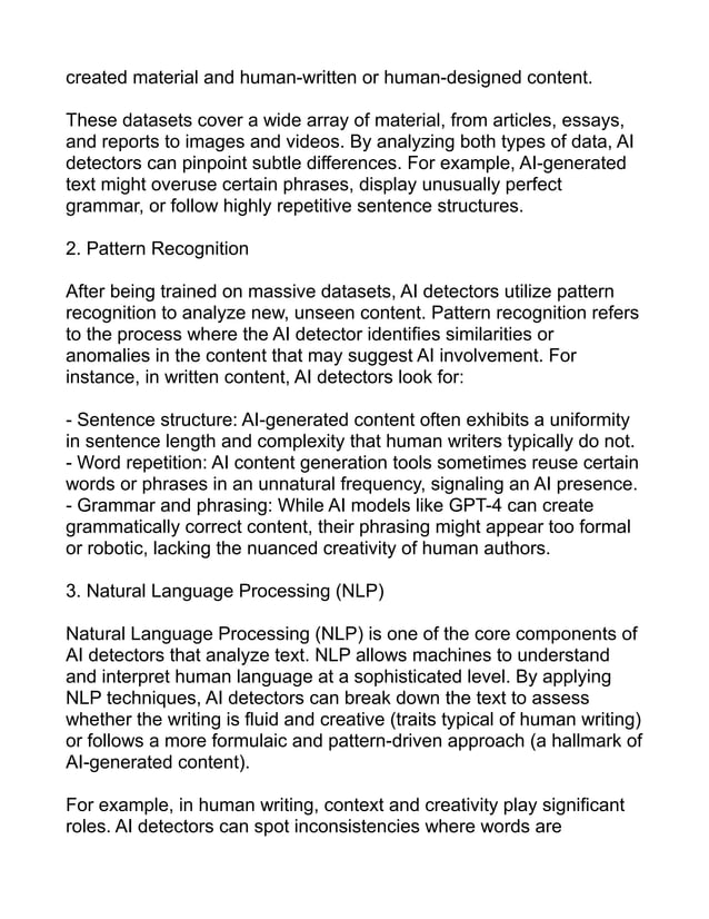 AI Detector How Do AI Detectors Work? Pattern Recognition | PDF