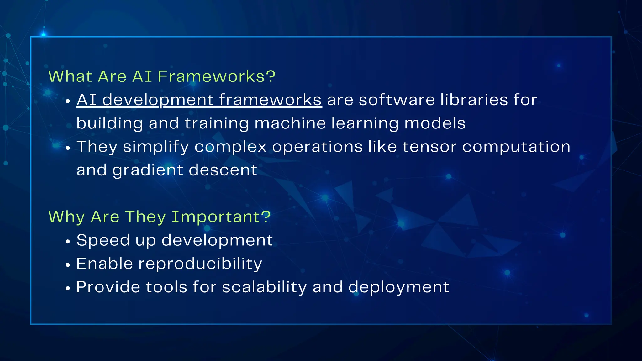 Top Frameworks for AI & Machine Learning Development | PDF