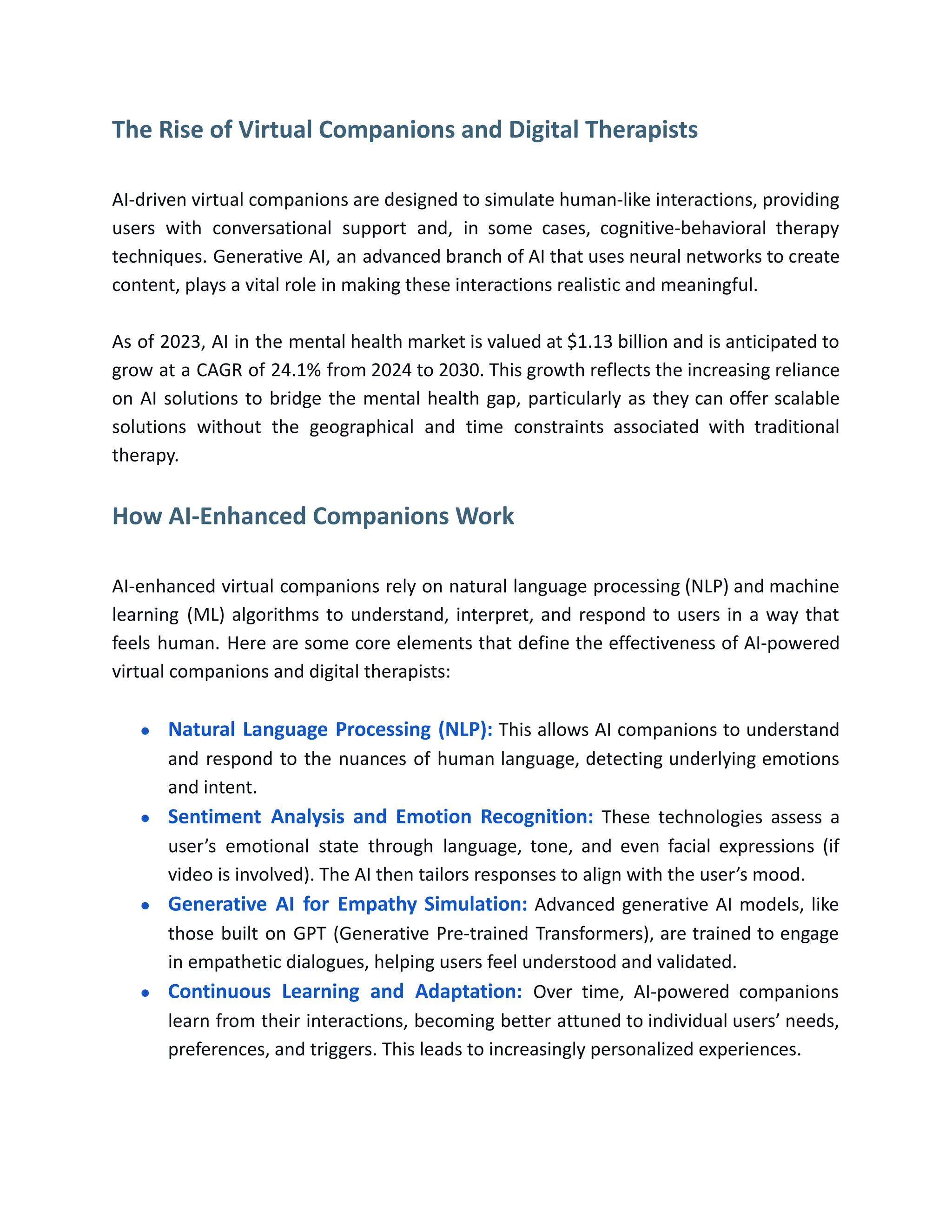 AI-Driven Virtual Companions and Digital Therapists | PDF