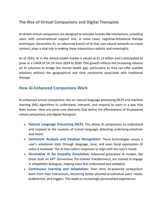 AI-Driven Virtual Companions and Digital Therapists | PDF