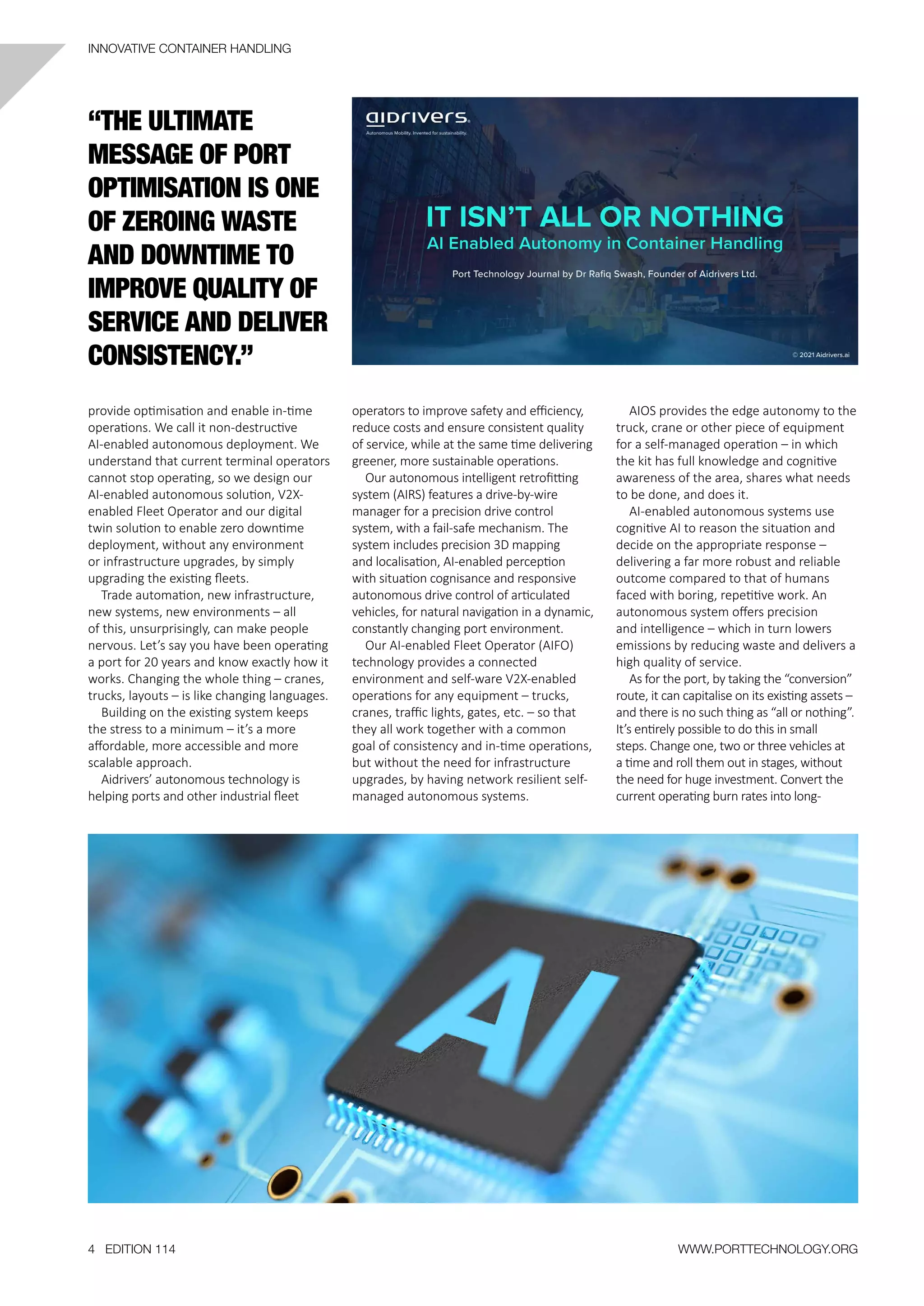 AI-Enabled Autonomy in Container Handling : It Isn't All or Nothing ...