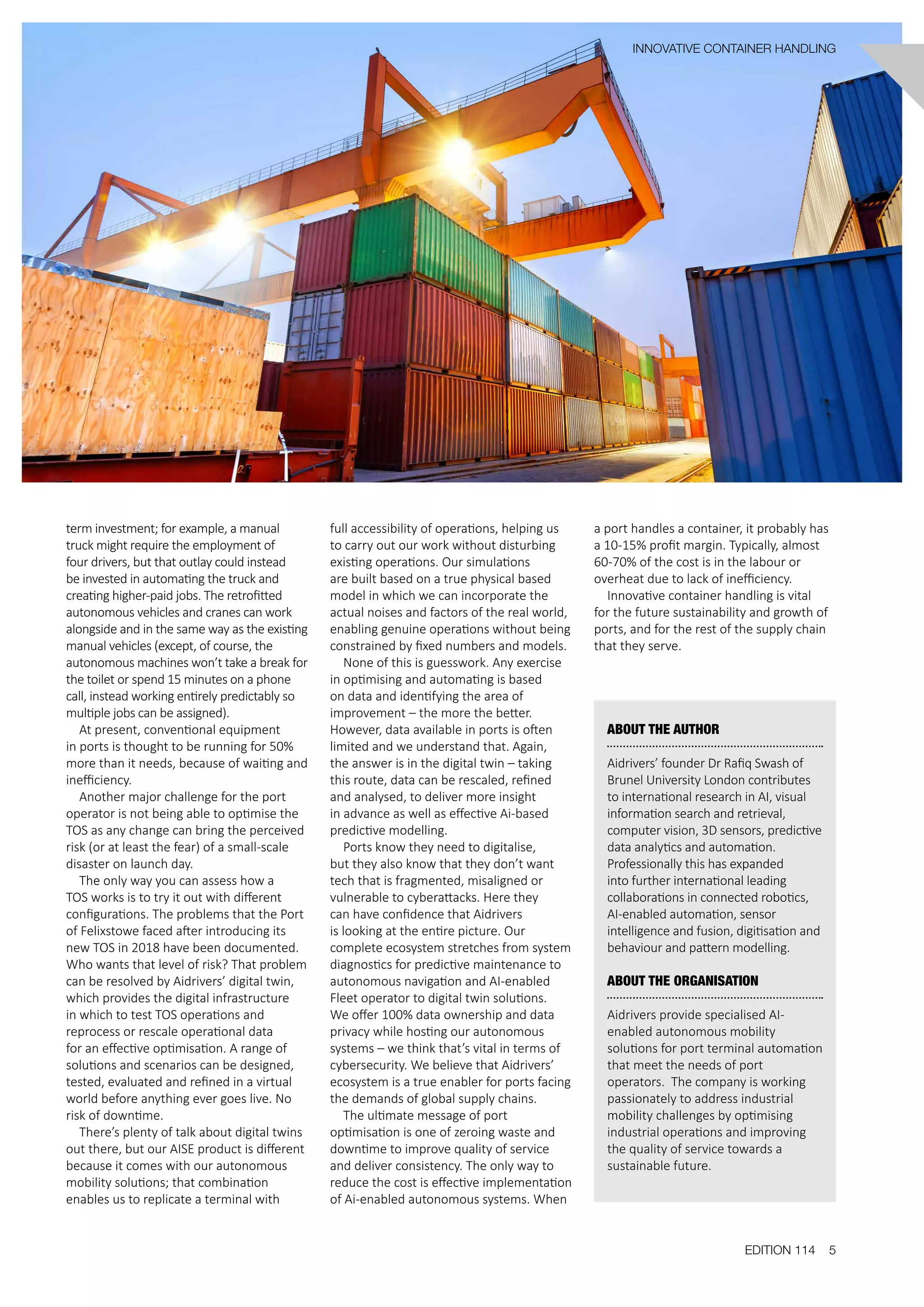 AI-Enabled Autonomy in Container Handling : It Isn't All or Nothing ...
