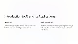 Role of Artificial Intelligence(AI) in Mechanical Engineering | PPTX