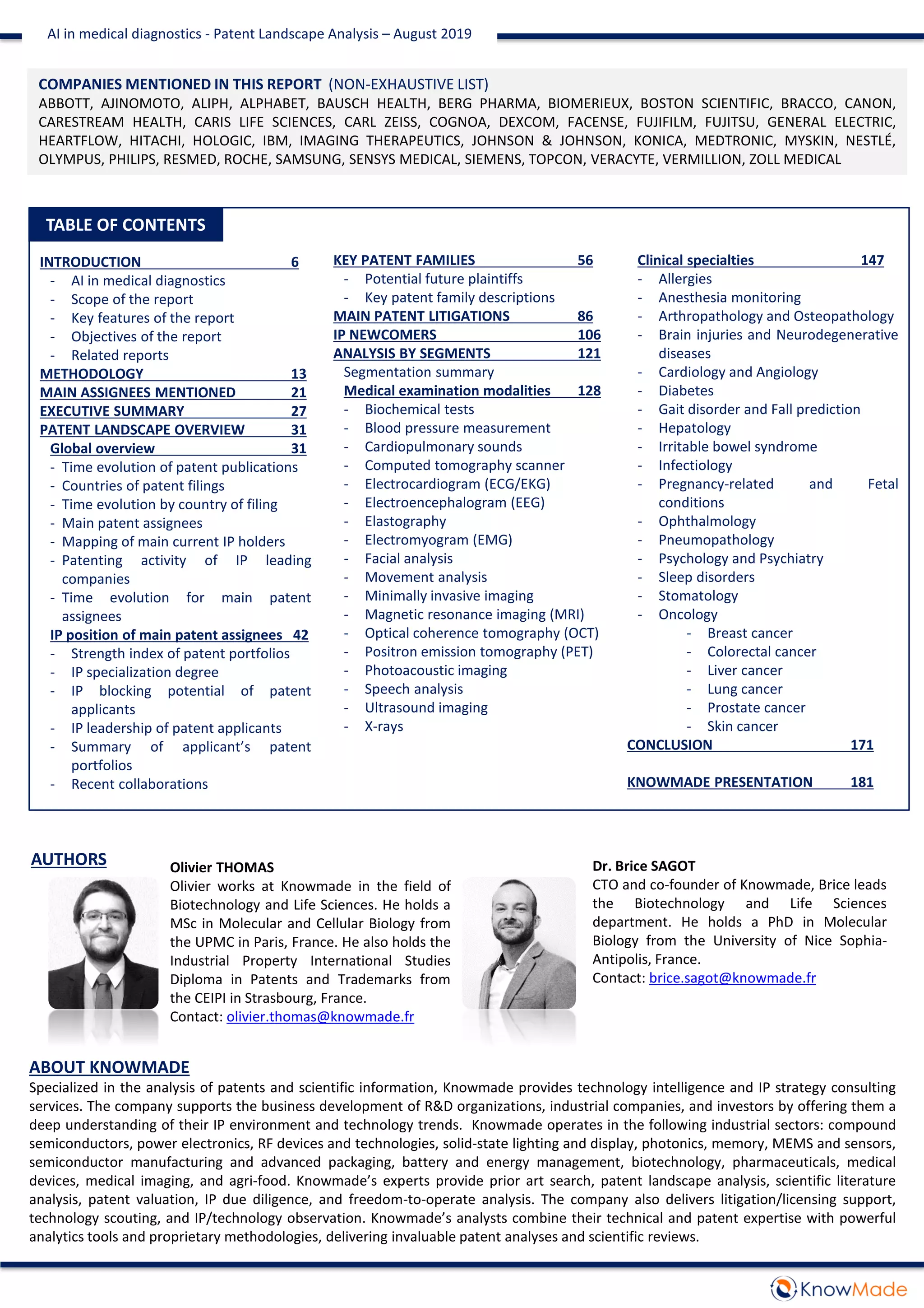 Artifical intelligence in medical diagnostics 2019 patent landscape ...