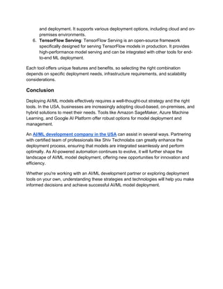 AI-ML Model Deployment Strategies and Tools Utilized in the USA.pdf