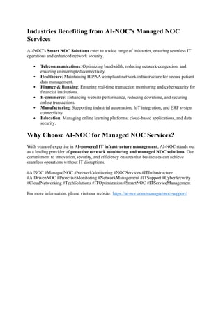 AI-NOC’s Smart NOC Services Proactive Network Monitoring & Management | PDF