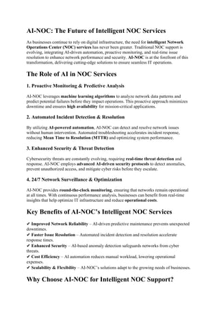 AI-NOC The Future of Intelligent NOC Services | DOCX