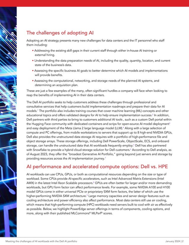 Meeting the challenges of AI workloads with the Dell AI portfolio | PDF