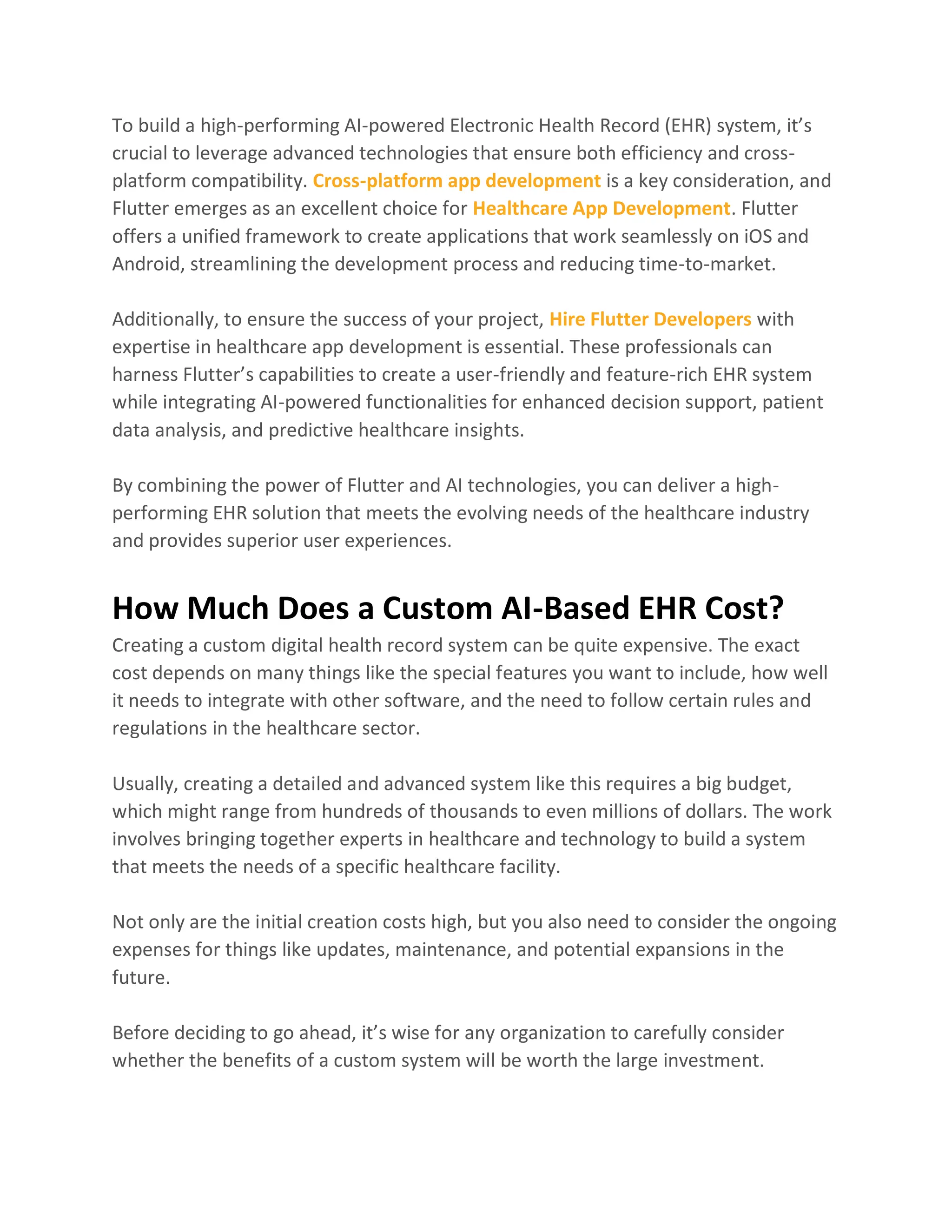 AI-Powered EHR Software Development - Use Cases, Features, and Cost | PDF