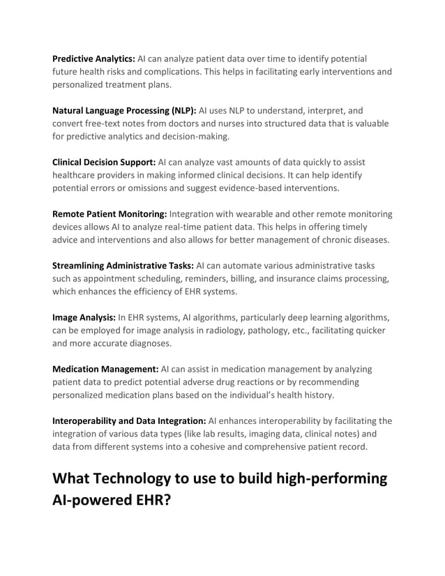 Ai Powered Ehr Software Development Use Cases Features And Cost